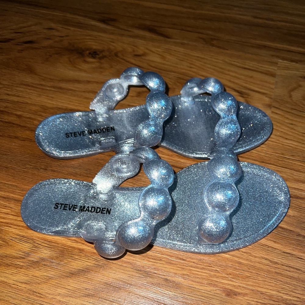 *Nwob* Steve Madden Zaza Silver Bubble Strap Sandals … - Gem